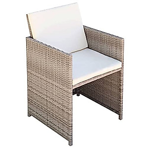 TCSGURK Outdoor Dining Set, Garden Patio PE Rattan Set w/Cushions, Furniture with Glass Table and Chairs (Color : Beige, Size : 48.4" x 23.6" x 29.1")