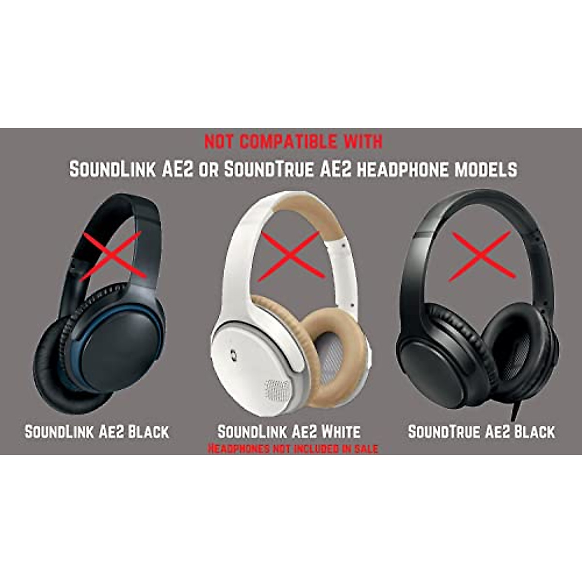 Replacement AE2 Ear Pads/Soundtrue Ear Pads and V2 AE2 Headband/SoundTrue Headband Cushion. Compatible with Bose Around-Ear 2 (AE2), SoundLink Around-Ear 1 and SoundTrue Around-Ear 1 Headphones