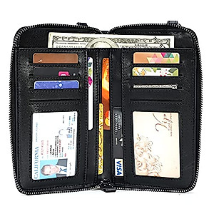 Niaiu Full Grain Leather Cell Phone Purse, Black Leather Small Crossbody Bags for Women, Lightweight Cute Purses for teen girls with RFID Blocking