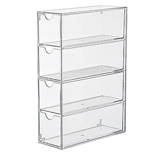 BYNNIX Transparent Dustproof Sunglasses Storage Box With 4 Layer Acrylic Drawers Eyewear Organizer Container Holder Eyewear Accessories Holder