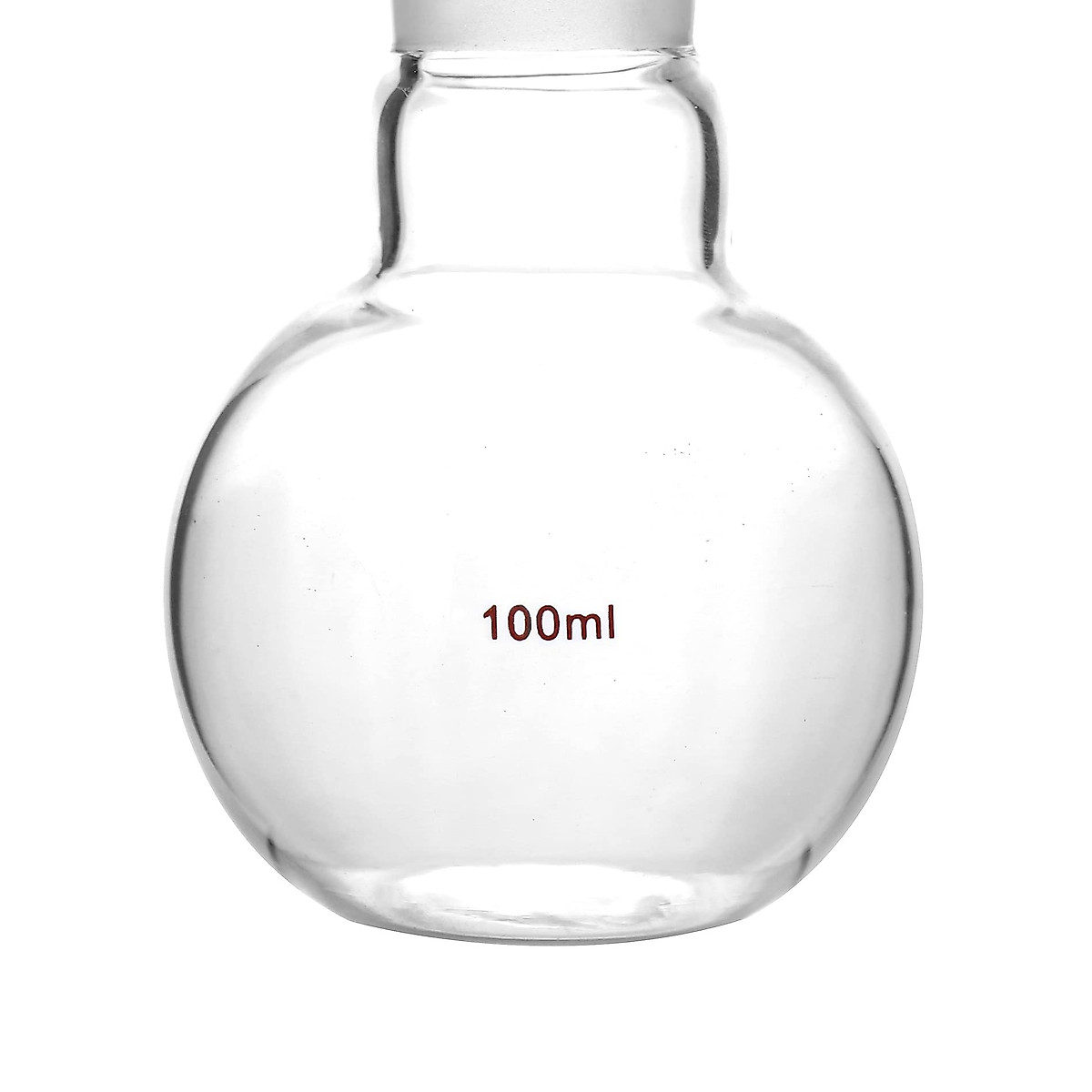 QWORK Glass 100ml Single Neck Flat Bottom Boiling Flask, with 24/40 Standard Joint, 2 Pack Heavy Wall Distillation Receiving Apparatus, Taper Outer Joint Lab Glassware, 100mL