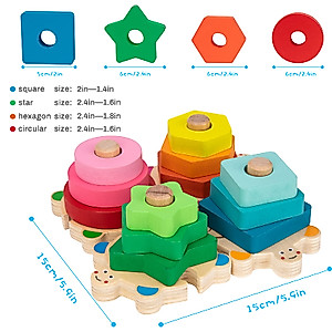 Montessori Toys for Babies 6-12 Months, Wooden Stacking Toys for Toddlers 1-3 Year Old, Toddler Learning Educational Toys 1 Year Old, Preschool Activities Gifts for Boys Girls Birthday Christmas