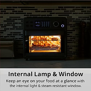 Ariawave Mini 16QT Air Fryer & Toaster Oven, Multifunctional with 15 Presets - Fry, Bake, Roast, Grill, Oil-Free, Compact Design, Inclusive Accessories, 360° Rotisserie Feature