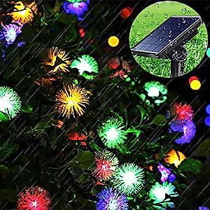 ZukMi Solar Flower String Lights Solar String Lights Outdoor 30 LED Dandelion Solar Patio Lights Waterproof Solar LED Fairy Lights for Garden Yard Christmas Thanksgiving Wedding Party Decoration(RGB)