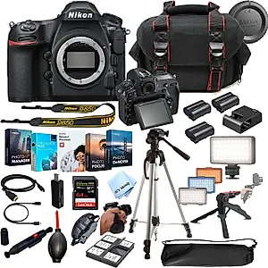 ALS VARIETY-Nikon Nikon D850 DSLR Camera 45.7 MP Body (No Lens)-64GB Extreme Speed Card,LED Always on Light,Tripod,Gripod,Case,and More (30pc Video Bundle)