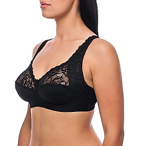 frugue Women's Wirefree Wireless Plus Size Lace Minimizer Bra Black US 40 C