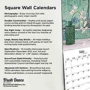 Live with Intention 2022 12 x 12 Inch Monthly Square Wall Calendar by Brush Dance, Art Paintings Inspiration Motivation