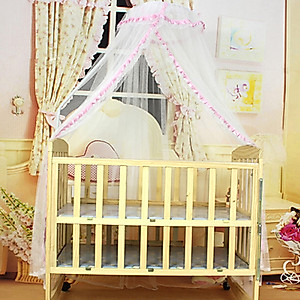 HEVIRGO Bed Canopy Mosquito Net, Hanging Travel Netting Curtains, Play Tent Bedding, Baby Bed Mesh Dome Curtain Mosquito Net Durable Toddler Crib Cot Canopy Bed Net - Beige