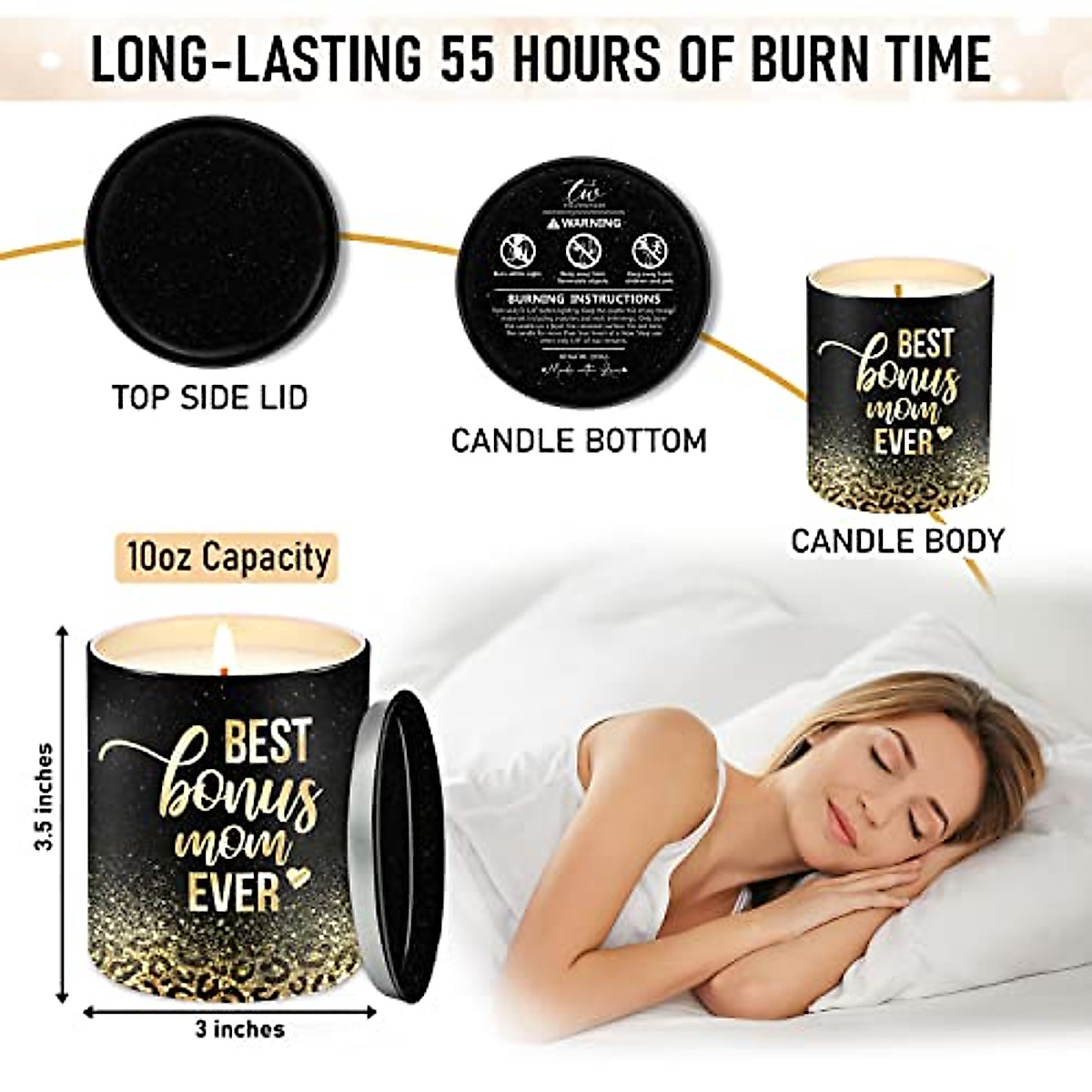 Mothers Day Gift Set for Bonus Mom - Pack of 2 10oz Scented Candles, Mother's Day Gifts for Mother-in-Law, Bonus Mom, Stepmom, Birthday Gifts for Mom