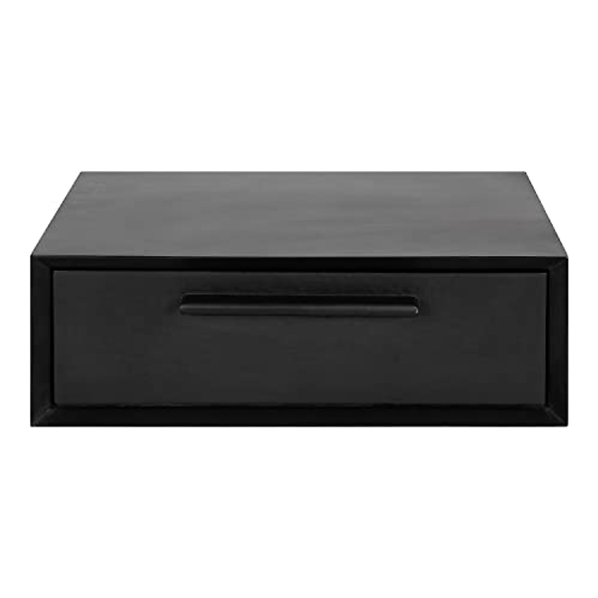 Kate and Laurel McCutcheon Floating Wood Storage Shelf, 18 x 12 x 6, Black, Decorative Transitional Floating Wall Shelf with a Concealed Cubby Compartment