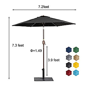 Sundale Outdoor 7.2 ft Patio Umbrella Table Market Umbrella with Push Button Tilt, Polyester Umbrella for Garden, Deck, Backyard, Pool (BLACK)
