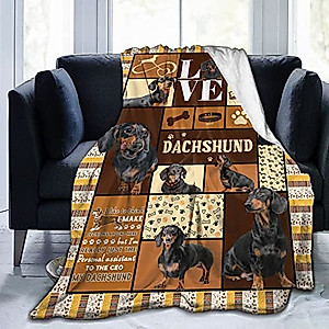 Dachshund Throw Blanket Dachshund Dog Print Blanket Gifts for Kids Adults Super Soft Cozy Warm Plush Fleece Flannel Blanket for Couch Bed Sofa Chair Living Room Dorm Decor 40''X50''