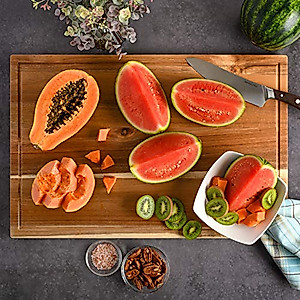 Kenmore Kenosha Heavy Duty Acacia Wood Extra Large Cutting Board W/Juice Grove, 24x16-inch