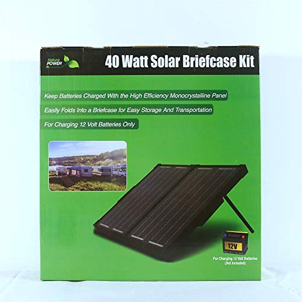 Nature Power 40-watt Portable Monocrystalline Solar Panel for 12-Volt Charging in Briefcase Design