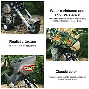 Dino Toys 4PCS Friction Powered Inertia Animal Motorcycle Toy Vehicle Gifts for Kids Boys Age 3,4,5,6,7,8Shark Toy Car ，Special Rhino Toy ，Dinosaur Motorcycle Game T-Rex and Triceratops Monster.