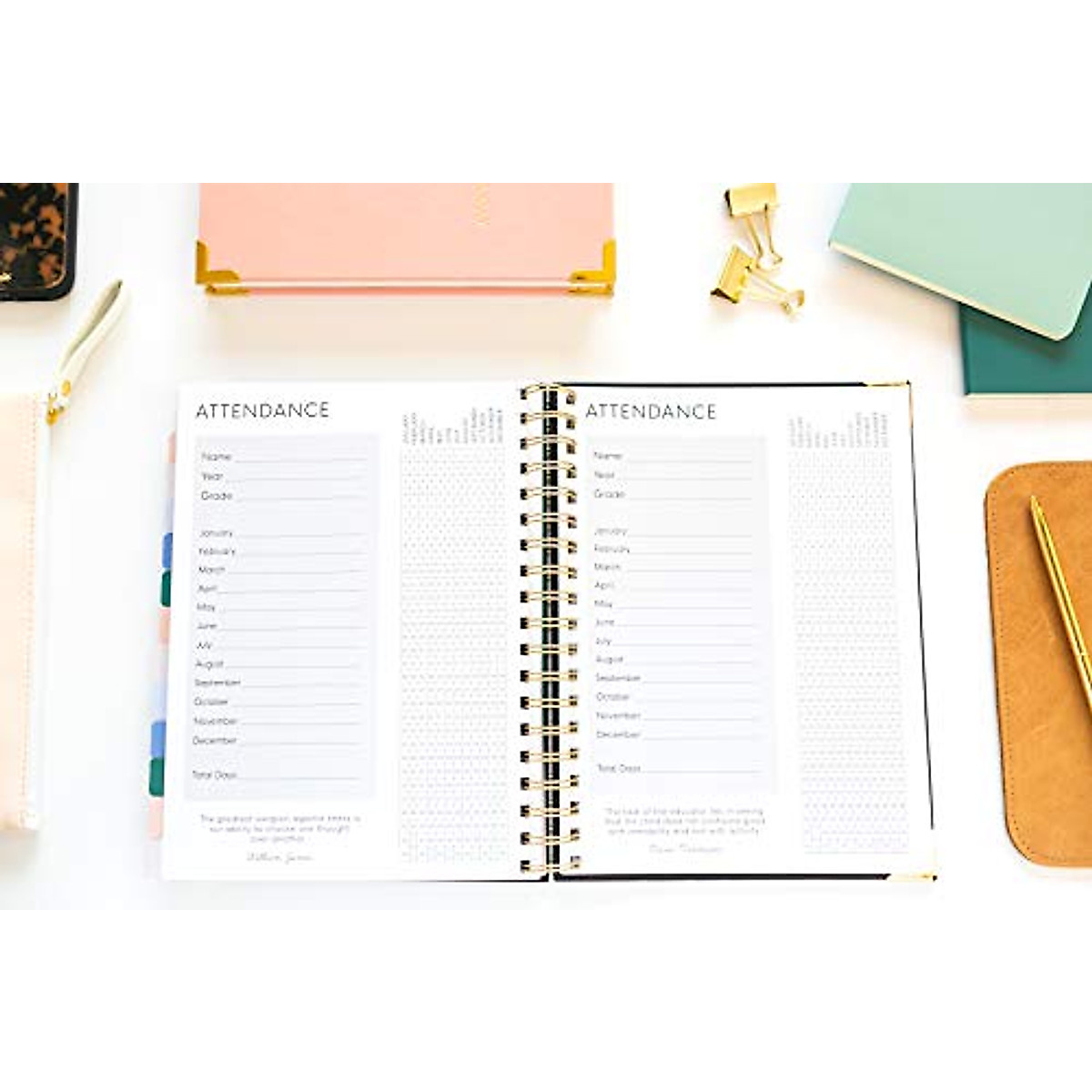 The Homeschool Planner: Beautiful and Undated with Monthly Tabs | To Do List, Goals, Meal Planning & Academic Tools | Homeschooling, Distance Learning & Family Organizer | Gold Spiral