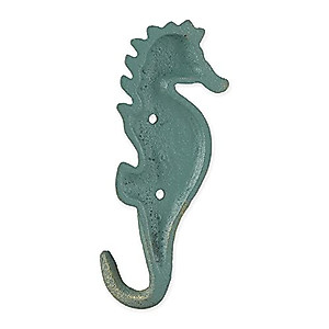 DII Cast Iron Collection Decorative Wall Hook Set, Seahorse, 2 Count