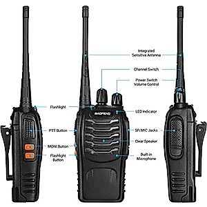 Baofeng Long Range Walkie Talkies Two Way Radios with Earpiece 2 Pack UHF Handheld Rechargeable BF-888s Interphone for Adults or Kids Hiking Biking Camping Li-ion Battery and Charger Included