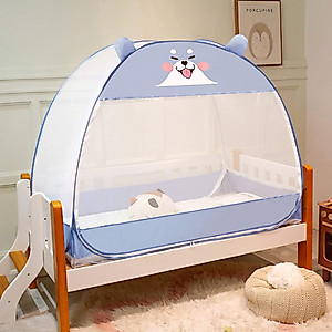 Mengersi Baby Crib Tent,Baby Pop Up Crib Tent to Keep Baby in,Toddler Crib Net Canopy- Mosquito Net (Crib Tent, Blue)(CAN36248)