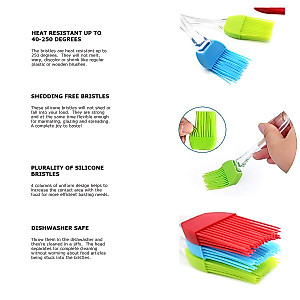 SILCONY 7" Silicone Basting Pastry Brush - Perfect for Oil Butter Spread, Marinades, Baste, BBQ, Grill, Cooking - BPA Free, Food Grade Material, Dishwasher Safe (3, 7 Inches)