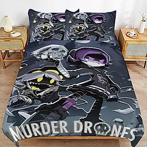 PANKOOCLUB Murder Drones Three Piece Bedding Soft Cute Bed Suit with 1 Duvet Cover and 2 Pillowcases 86""x70"", Style-4