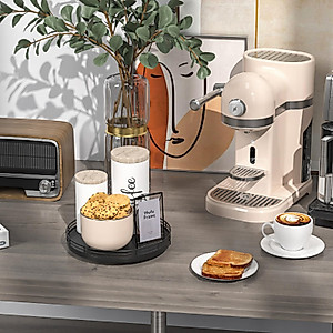 9" Oak Wood Lazy Susan Turntable Organizer, Lazy Susan for Cabinet Dining Table Pantry Wood Rotating Tray for Kitchen Countertop Coffee Table Decor Spinning Spice Can Organization and Storage Black