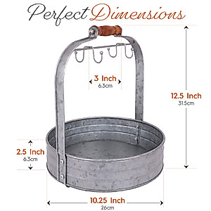 Autumn Alley Rustic Farmhouse Galvanized Coffee Mug Rack Organizer for Kitchen Counter | Mug Tree with Cup Hooks and Basket for Storage of k Cups and Accessories | Perfect for Coffee Bar