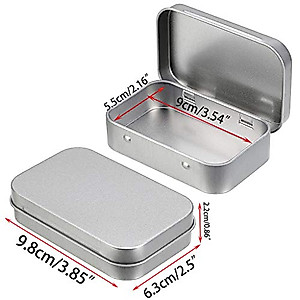 BTSKY Metal Hinged Tins Box Containers Small Metal Tins with Lids Metal Box Tin Cans Mini Bead Organizer for Craft Storage Jewelry Candy Small Pill Box Compact Size 3.85x2.5x0.86 Inches, 8PCS Silver