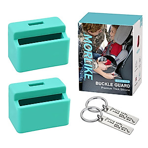 Morlike Silicone Seatbelt Secure Buckle Safety Cover Lock | Keep Children Safe in Car Seat and Prevent Kids from Accidentally Unbuckling | Buckle Guard Fits Almost Vehicles (Light Blue, 2 Pack)