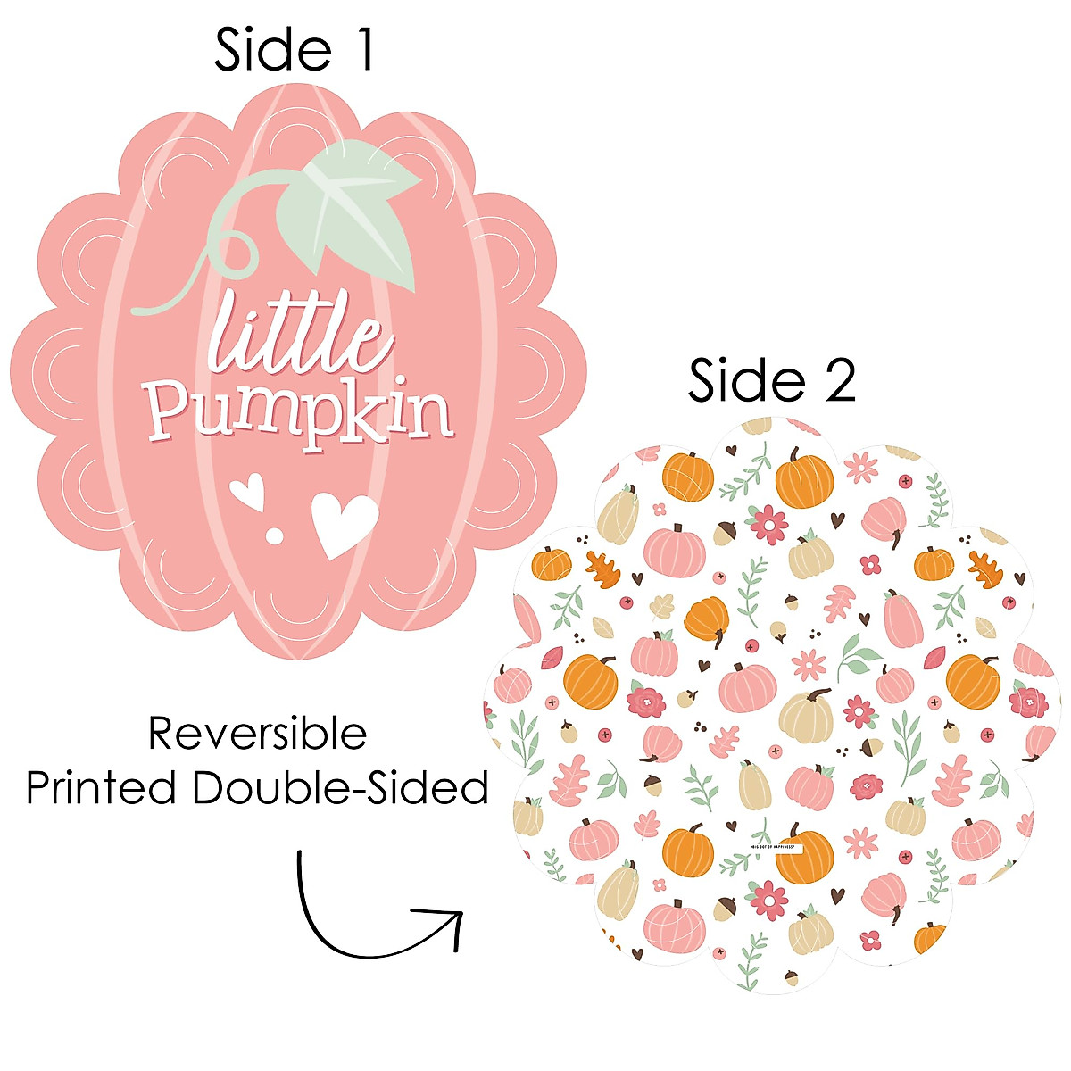 Big Dot of Happiness Girl Little Pumpkin - Fall Birthday Party or Baby Shower Round Table Decorations - Paper Chargers - Place Setting For 12