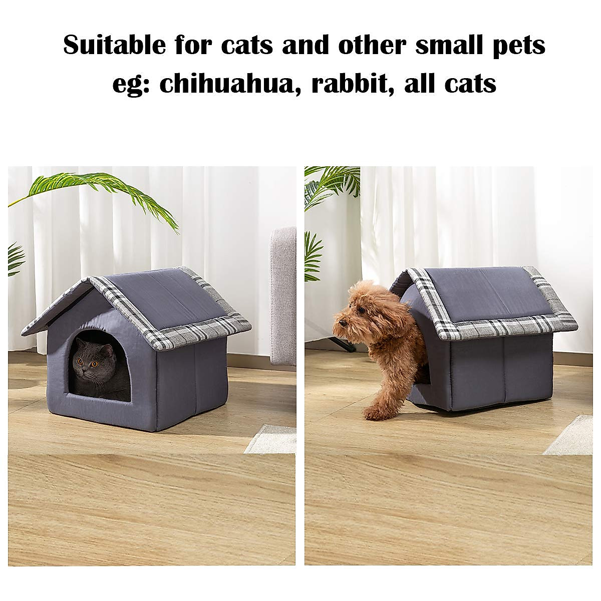 Hollypet Cozy Pet Bed Warm Cave Nest Sleeping Bed Puppy House for Cats and Small Dogs, Gray