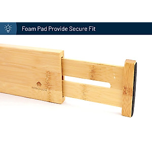 RoyalHouse Large Drawer Organizer (18" - 22") Adjustable Bamboo Drawer Dividers Organizers, Expandable Drawer Separators for your Kitchen, Bedroom, Bathroom, Dresser, Office, and More (4 pieces)