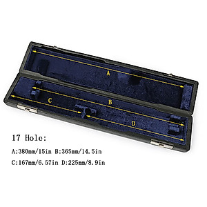 Jiayouy B Foot Joint Flute Case 17 Hole flute Bag Box PU Leather for Flute Players Musician Gift