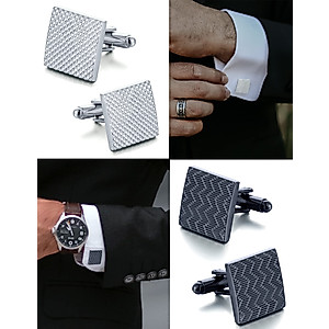 Akeoqi 6 Pairs Cufflinks for Men Classic Tone Cufflinks Striped Disc Square CZ Spherical Knot Rectangle Cuff Links Shirt Suit Cufflinks