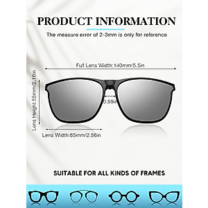 Frienda 3 Pair Oversize Polarized Clip-on Sunglasses Large Anti-glare TR90 Frame Flip up Driving Glasses for Women Men (Yellow)