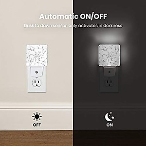 AICLIV Night Light, LED Night Lights Plug Into Wall - Smart Dusk to Dawn Sensor Activated, Energy Efficient Nightlight for Hallway, Kids, Nursery, Bedroom, Bathroom, 2 Pack (White Marble)