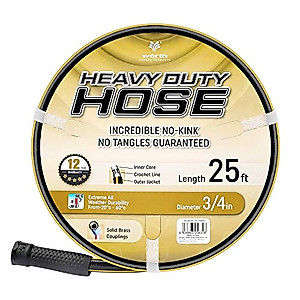 Solution4Patio Homes Garden Hose No Kink 3/4 in. x 25 ft. Black Water Hose, No Leaking, Heavy Duty, High Water Pressure, Male/Female Brass Fittings 12 Year Warranty #G-H165B09, No DOP, ECO-friendly