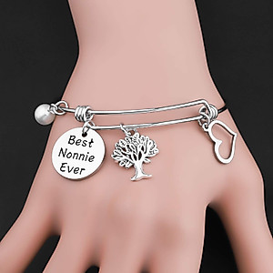 Lywjyb Birdgot Best Nonnie Ever Gift Best Nonnie Ever Bracelet Gift Best Nonnie Ever Funny Mother's Day Gift Best Nonnie Ever Christmas Gift (Nonnie br)