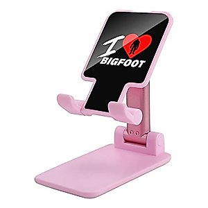 I Love Bigfoot Cell Phone Stand for Desk Foldable Phone Holder Height Angle Adjustable Sturdy Stand Pink-Style