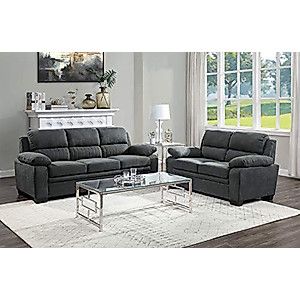 Lexicon Vega Living Room Loveseat, Dark Gray