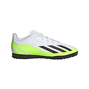 adidas X Crazyfast.4 Turf Sneaker, White/Core Black/Lucid Lemon, 4.5 US Unisex Big Kid