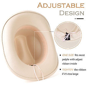 Lisianthus Women Men Western Cowboy Cowgirl Hat Outdoor Felt Wide Brim Hat Star-Beige