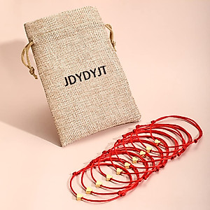 YJT Heart Wish Bracelet/Anklet That Fall Off Make A Wish Red String Bracelets for Women Teen Girls Handmade Jewelry Adjustable 7" to 11.8", 10 pc