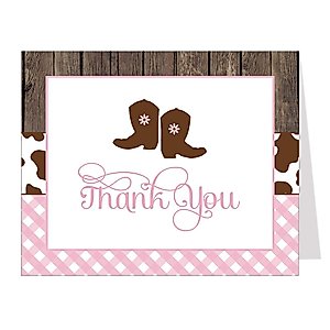 The Invite Lady Cowgirl Baby Shower Thank You First Rodeo Cow Girl Notecards Notes With Envelopes (24 count)