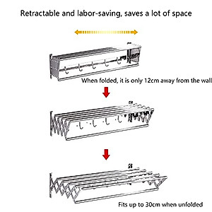 CHICTI Wall Mounted Clothes Drying Rack Stainless Steel Space Saving Home Folding for Laundry Room/Bathroom Tower Compact Sleek Design 43kg Capacity (Size : 60x30cm/24x12in)