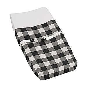 Sweet Jojo Designs Black and White Rustic Farmhouse Woodland Flannel Unisex Boy or Girl Baby Changing Pad Cover for Buffalo Plaid Check Collection - Country Lumberjack