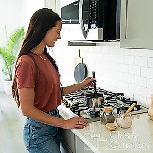 Set of 3 Small Glass Jars With Bamboo Lids - Modern Bamboo Glass Storage Containers for Coffee, Sugar, Candy, Rice, Pasta & More - Decorative 13 Ounce Borosilicate Glass Canisters With Airtight Lids