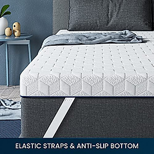 BedStory 3 Inch Memory Foam Mattress Topper Queen Size Firm, Pain-Relief & Motion-Isolation Bed Topper, Bamboo Charcoal Infused Cooling Pad with Skin-Friendly Cover, CertiPUR-US Certified, Non-Slip