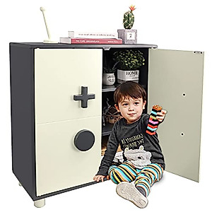 LZYMSZ Accent Storage Cabinet with Door and Shelves, Free Standing Accent Side Cabinet,Large Cube Toy Box Storage Organizer for Kids Playroom Kindgarten Nursery Home Furniture