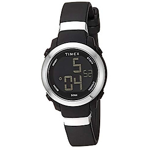 Timex Women's TW5M29300 DGTL Stacked Numbers 28mm Black/Silver Resin Strap Watch